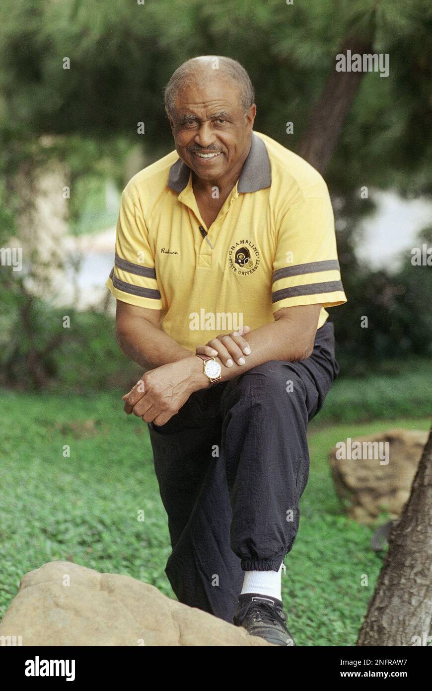 Eddie Robinson, Grambling State football coach, poses for a photo in ...