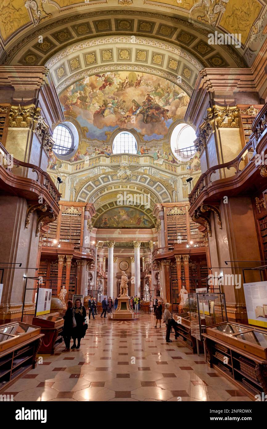 The Prunksaal, center of the old imperial library inside the Austrian ...
