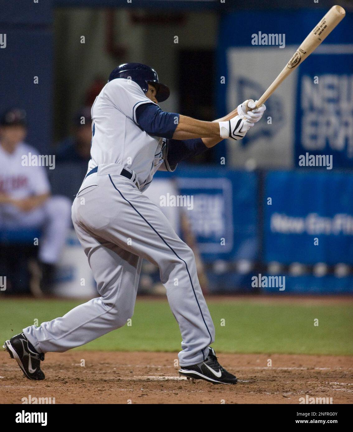 Tampa Bay Rays right fielder Nathan Haynes swings at a ball in the 5th ...