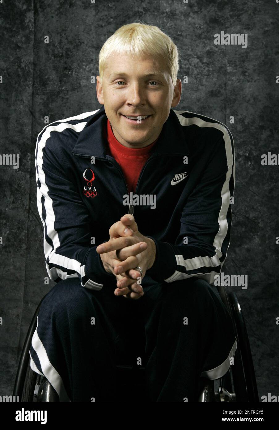 Wheelchair rugby player Andy Cohn poses for a portrait during the USOC ...