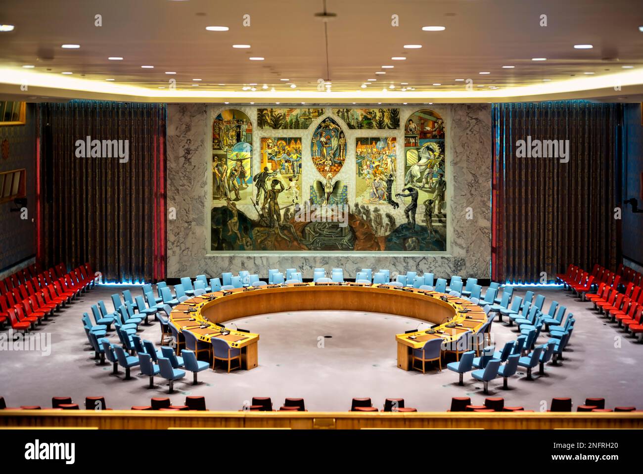 New York. Manhattan. United Nations Headquarters. Security Council Hall ...