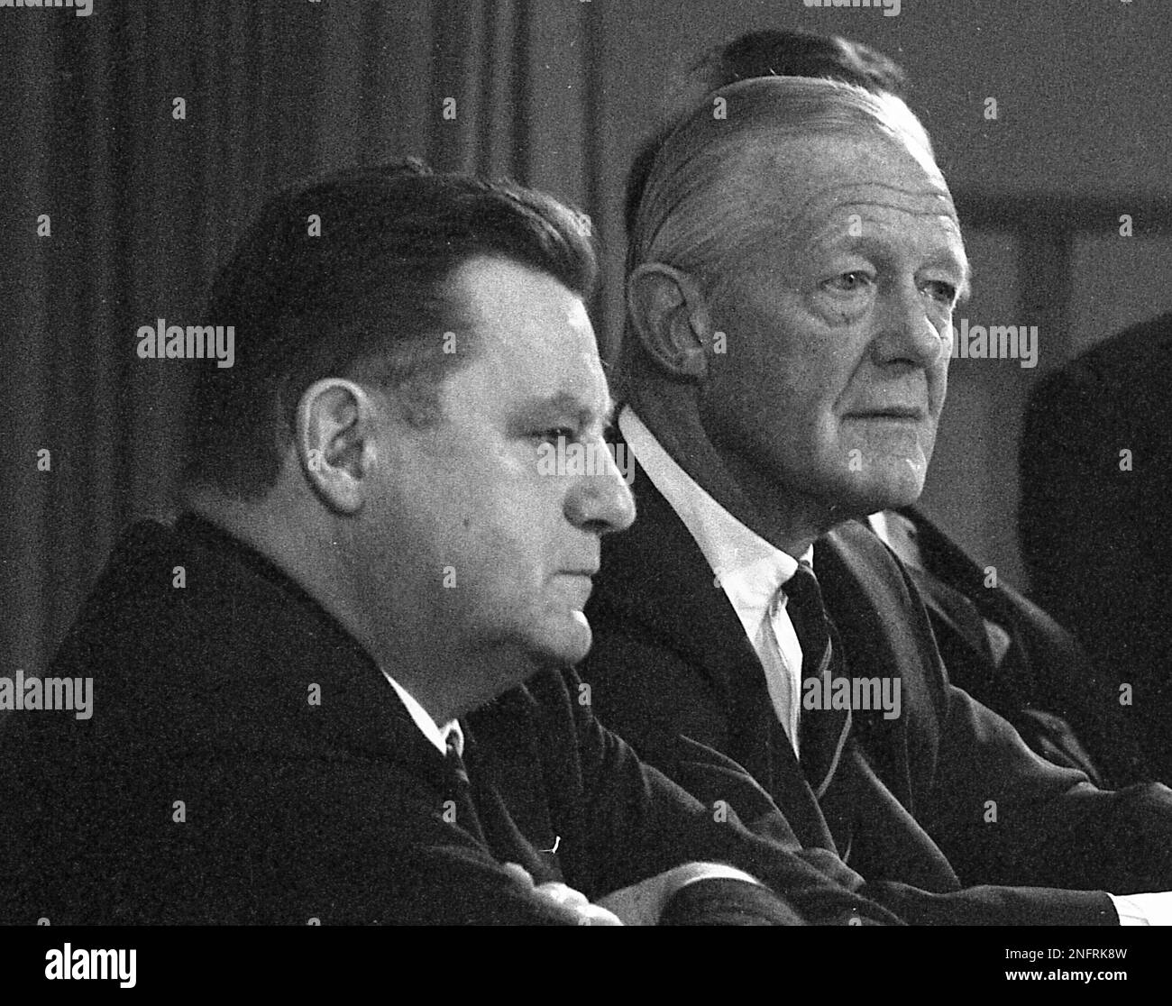 Portrait of banker Alwin Muenchmeyer, right, at a bankers' meeting in ...