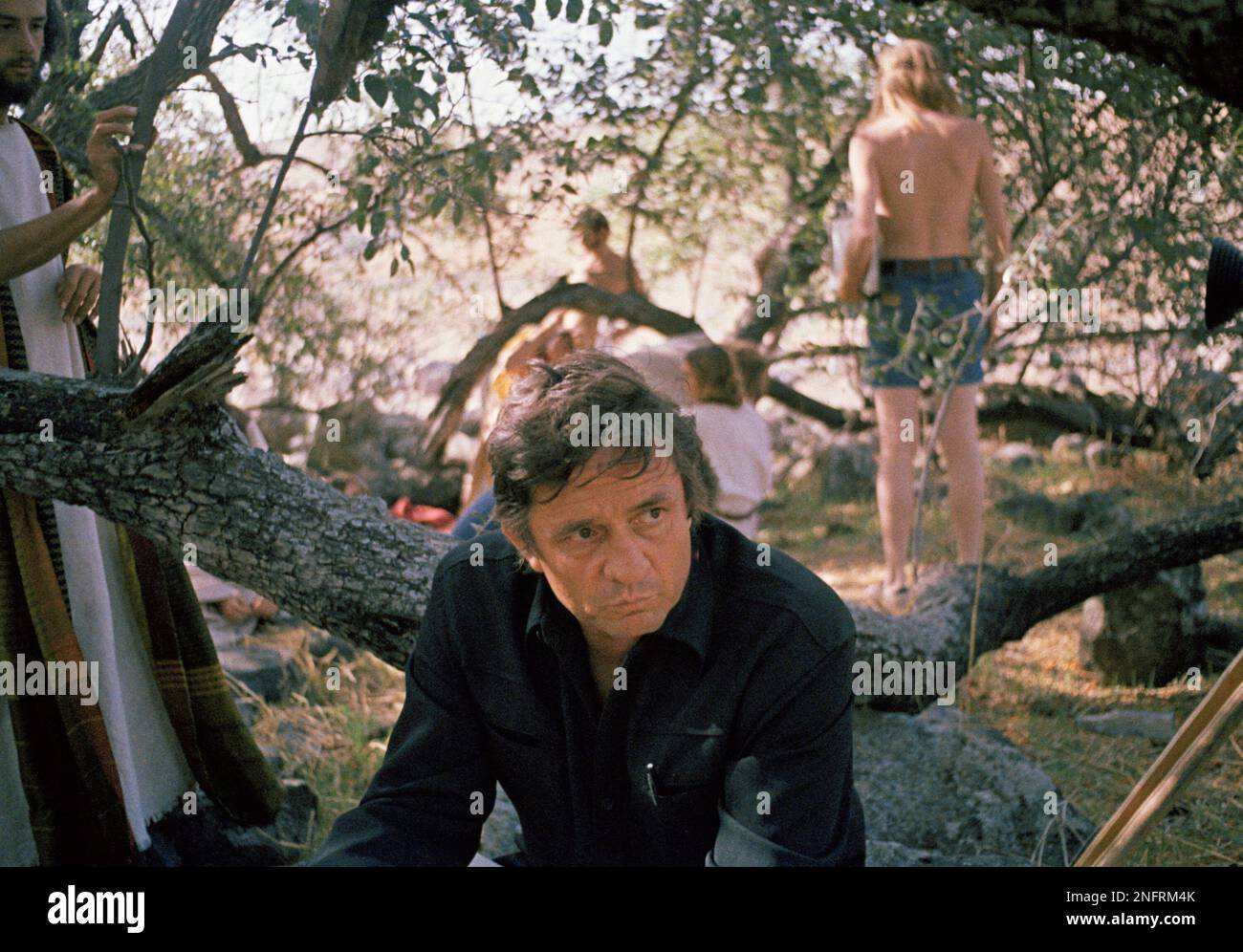 American country singer Johnny Cash shown on location during the ...