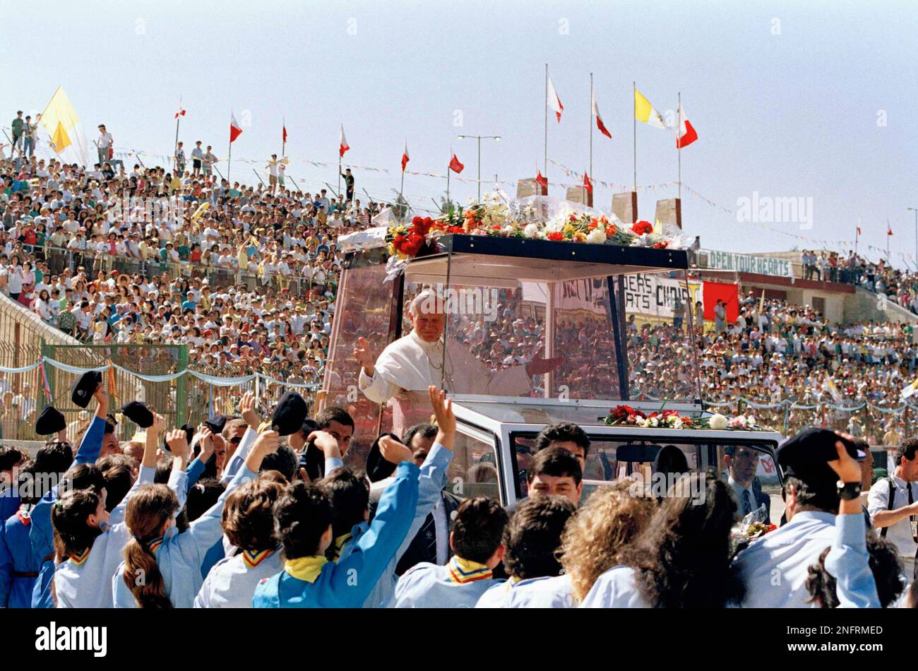 Pope John Paul II on the last day of his three day visit to the Maltase ...