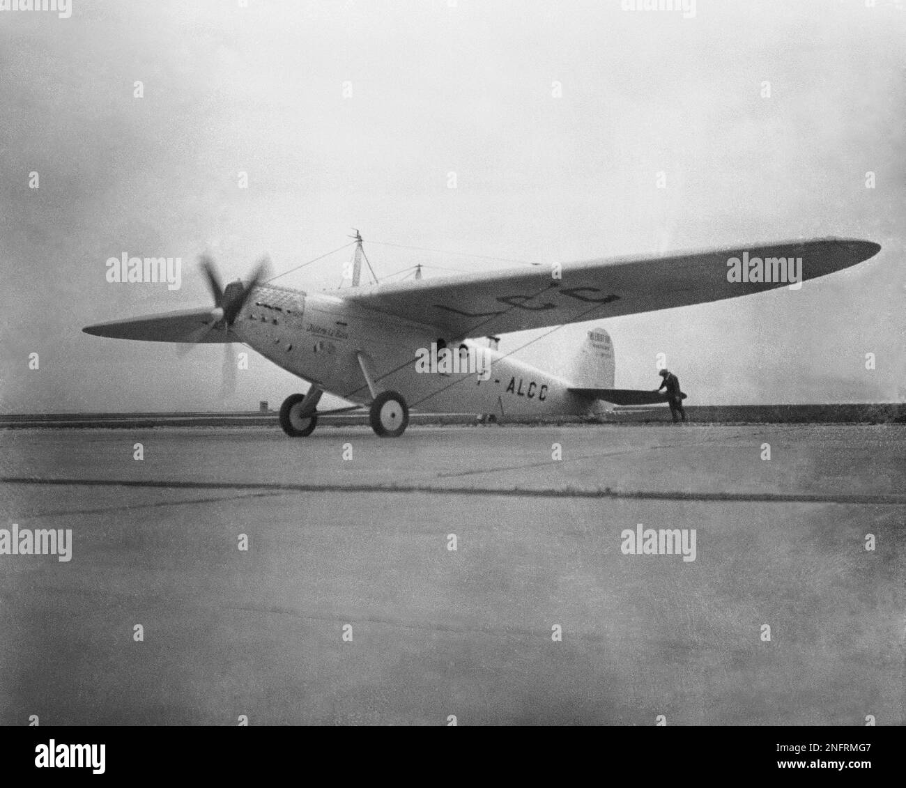 The giant French monoplane "Joseph le Brix," which will be flown by ...