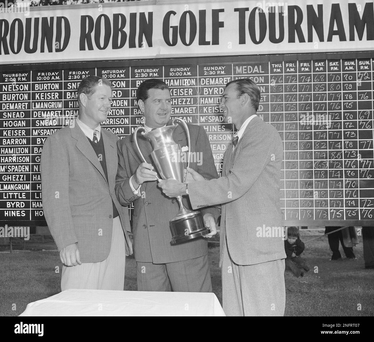 Ben Hogan (right), who won the Goodall Golf Trophy on June 4, 1946, for ...