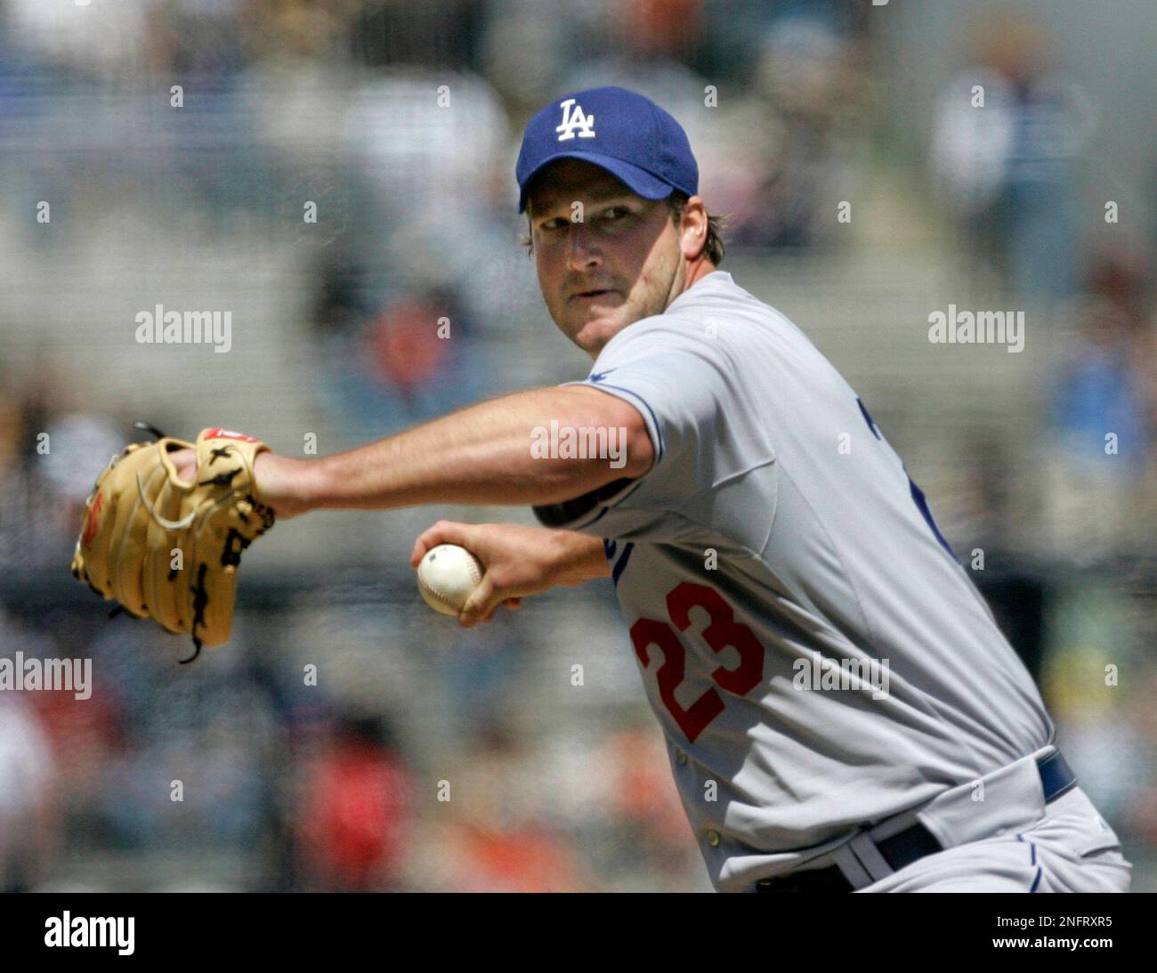 Los Angeles Dodgers' Derek Lowe in a baseball game Sunday April 6, 2008 ...