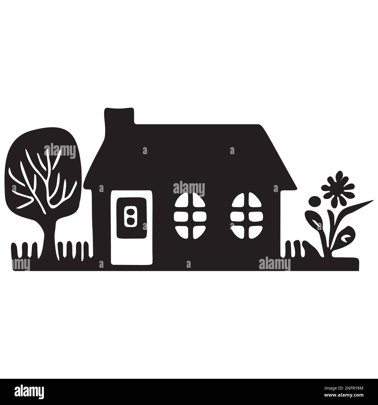 Cute rustic cottage motif in homestead vintage style. Vector ...