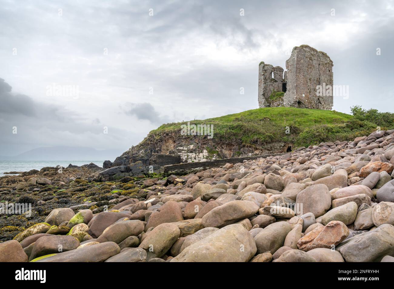 The remains of Minard Castle from Minard Beach, County Kerry, Ireland ...