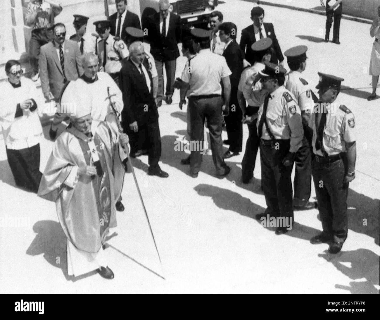 During Pope John Paul II visit to Gozo Cathedral, local police line up ...