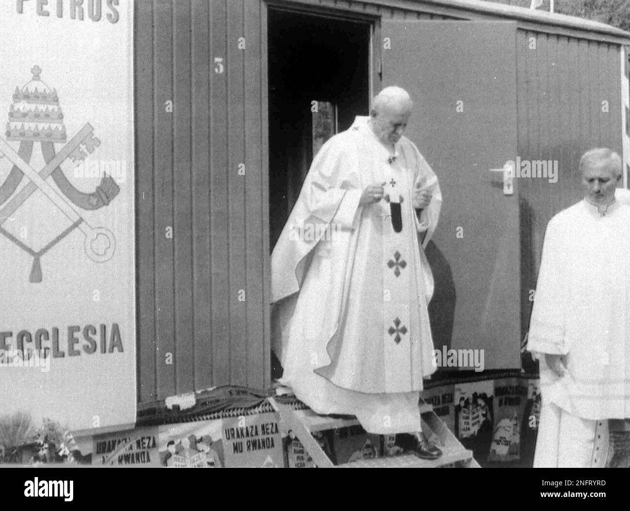 Pope John Paul II leaves his room before celebrating a Holy Mass in the ...