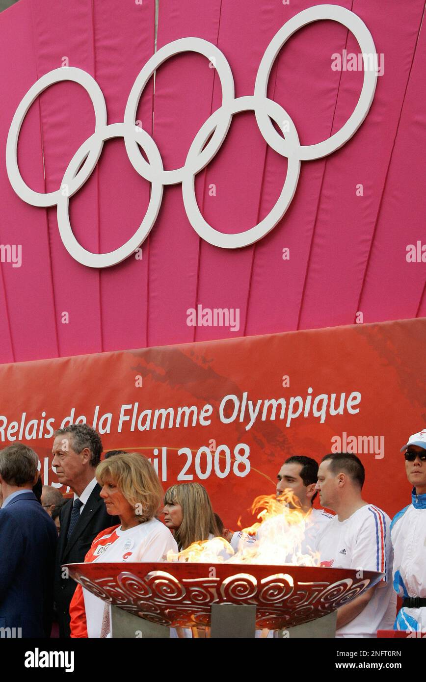 The Olympic flame burns during the final ceremony following the final ...