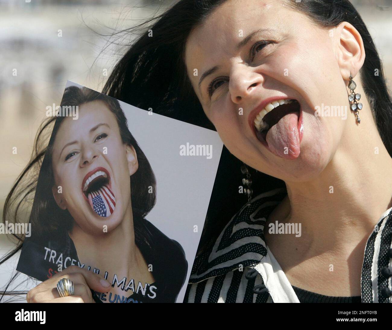 British actress Tracey Ullman poses for photographers during the MIPTV ...