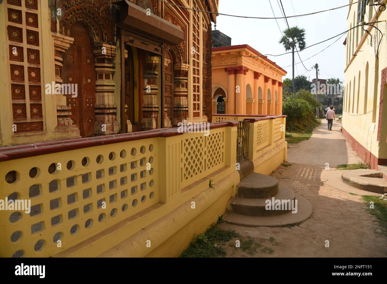 Five-pinnacled Gopinath Jiu mandir (1729 CE) with Nat mandir. Biswas ...