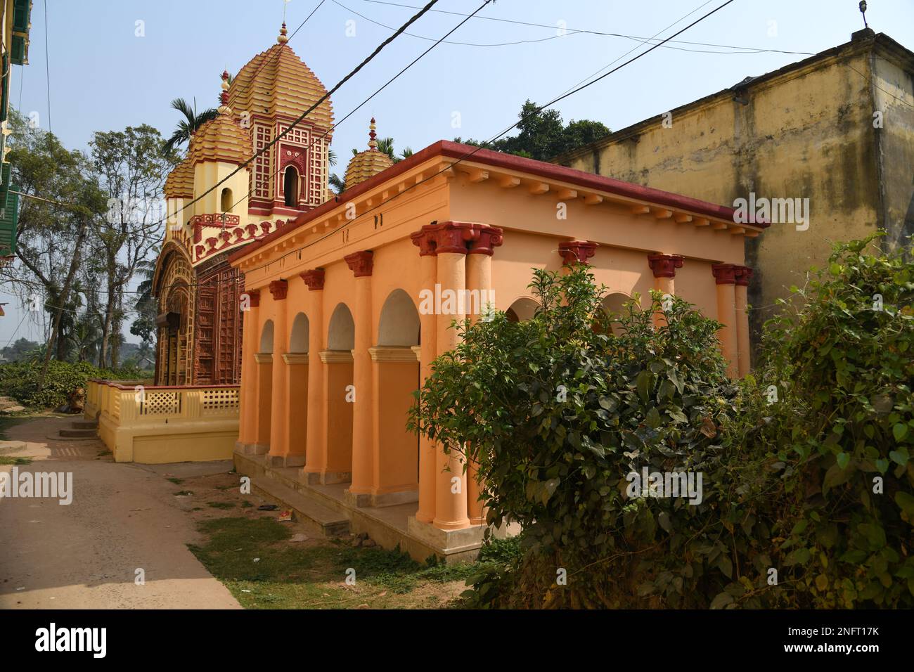 Five-pinnacled Gopinath Jiu mandir (1729 CE) with Nat mandir. Biswas ...