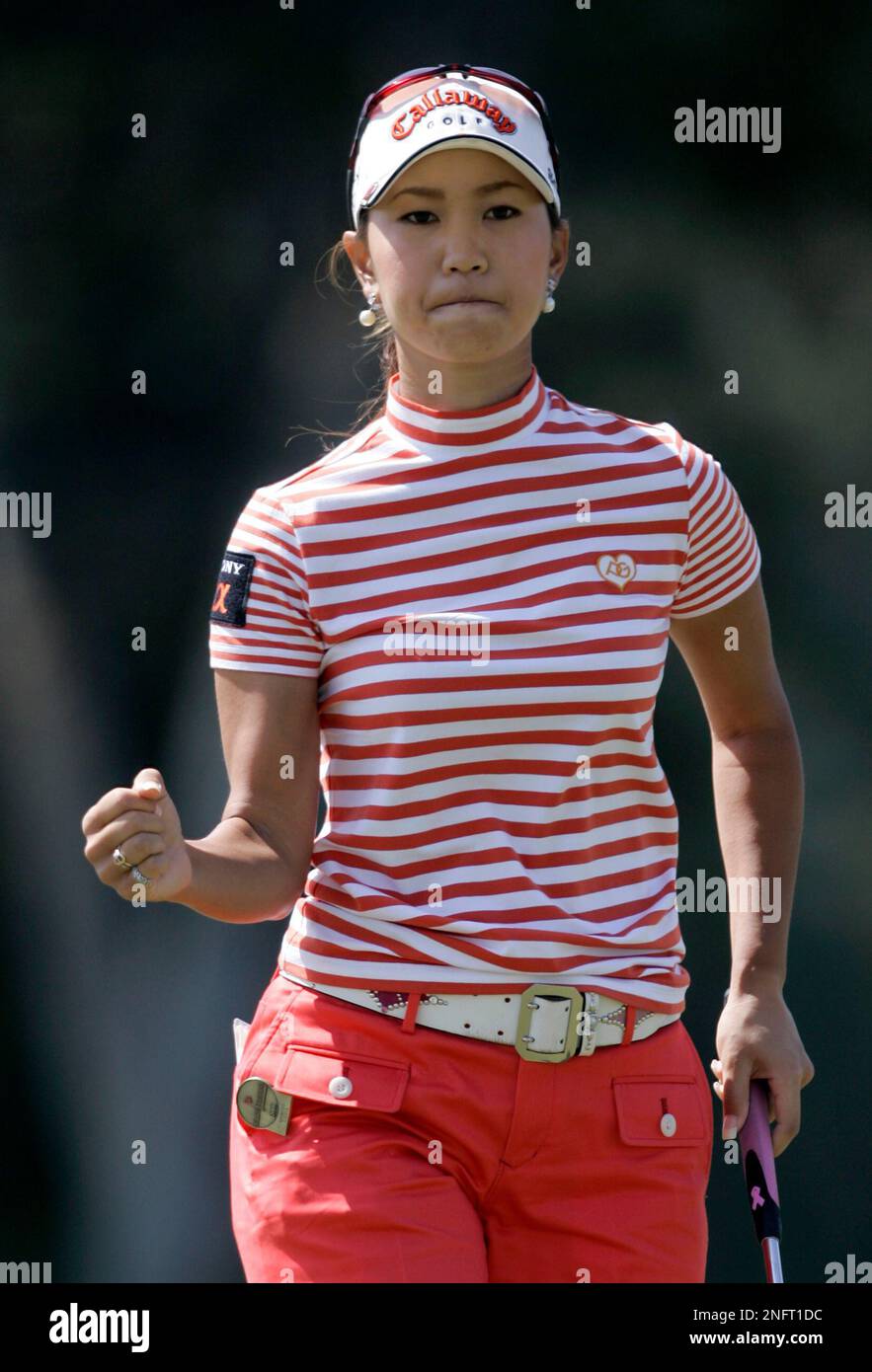 Momoko Ueda of Japan plays in the third round of the LPGA Kraft Nabisco ...