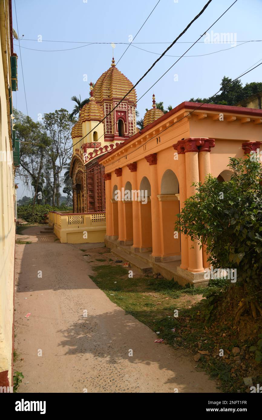 Five-pinnacled Gopinath Jiu mandir (1729 CE) with Nat mandir. Biswas ...