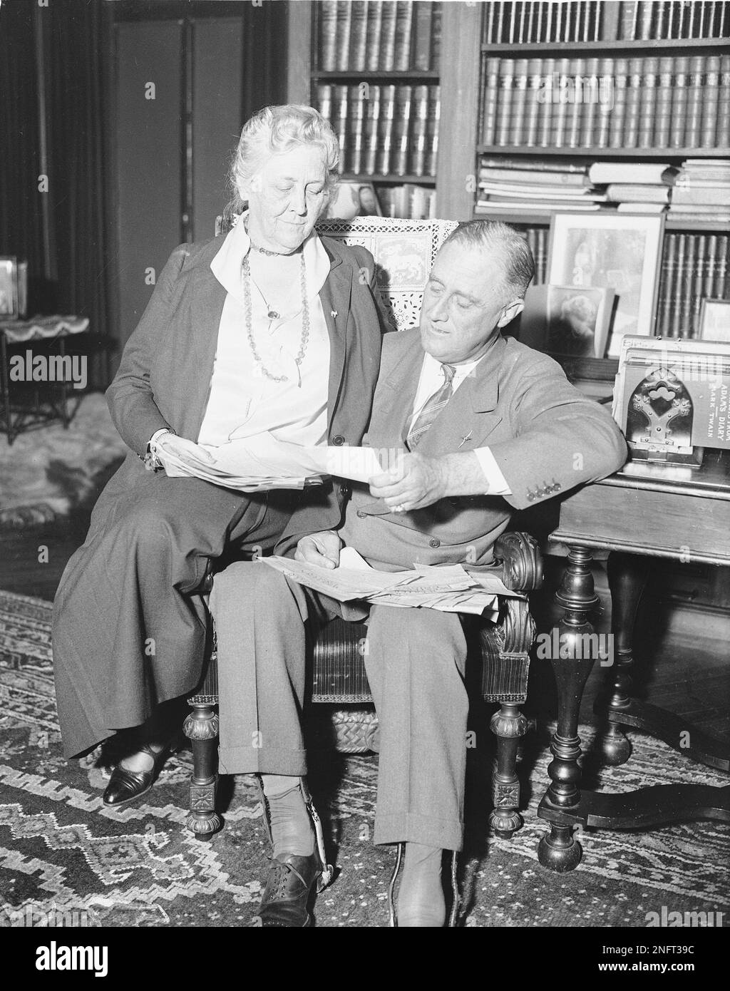 New York Gov. Franklin D. Roosevelt and his mother, Sara Delano Roosevelt are shown at the ...