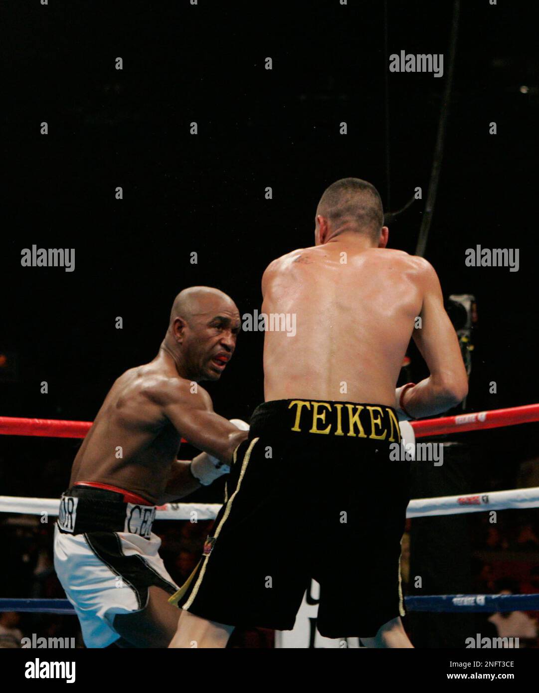 Joel Casamayor, left, and Jose Armando Santa Cruze spar during the WBC ...