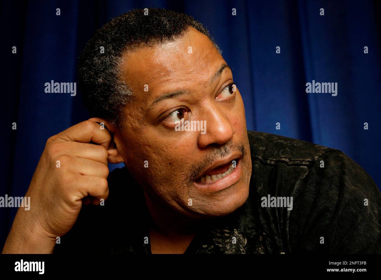 Actor Laurence Fishburne poses for a photograph on the rehearsal set in ...