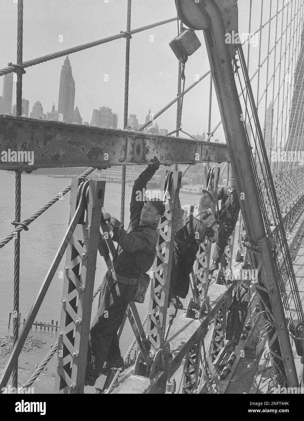 Some of the beams and other steel work of New York City's Brooklyn ...