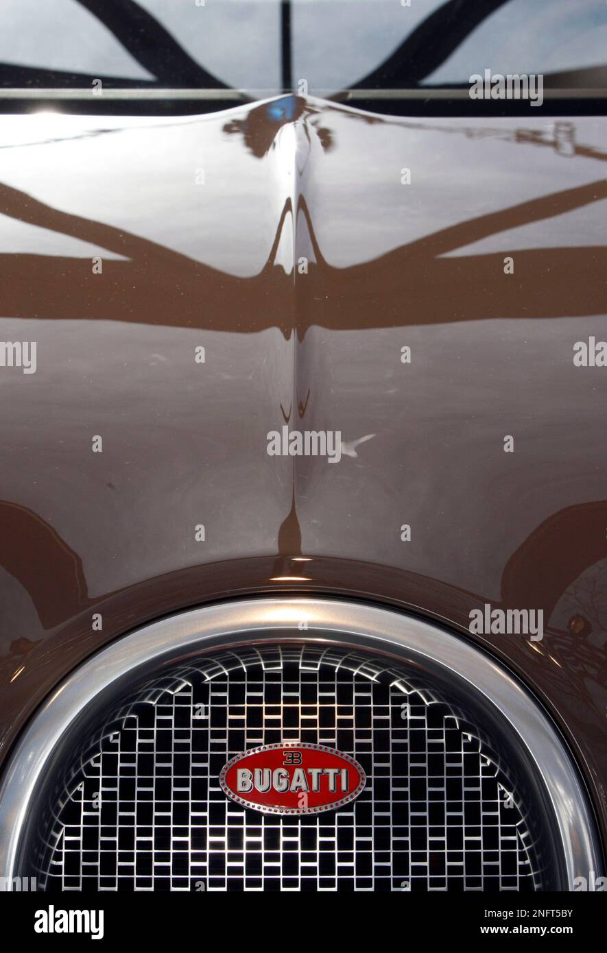 The front grill of the Bugatti Veyron Fbg par Hermes car, on display at ...