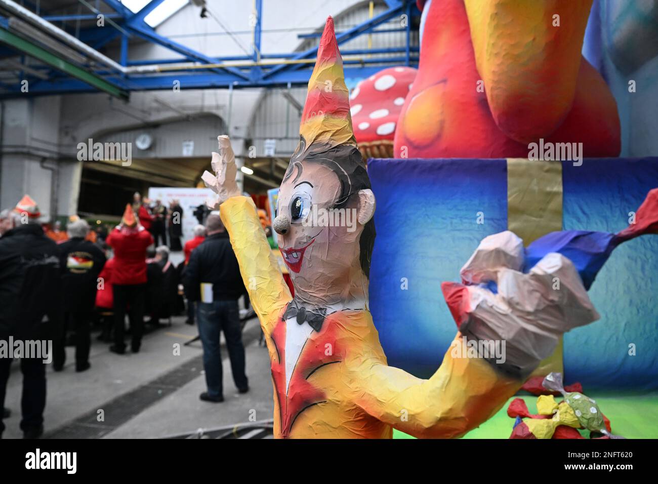 Duesseldorf, Germany. 17th Feb, 2023. Recken celebrate the topping-out ...