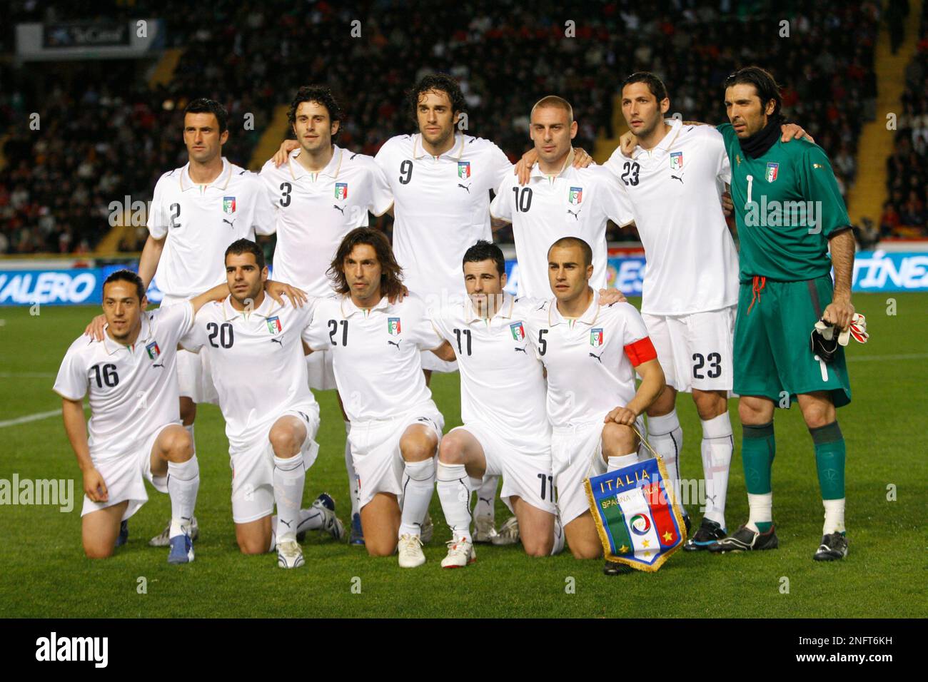 Italy's national team players, front row, from left, Mauro Camoranesi ...