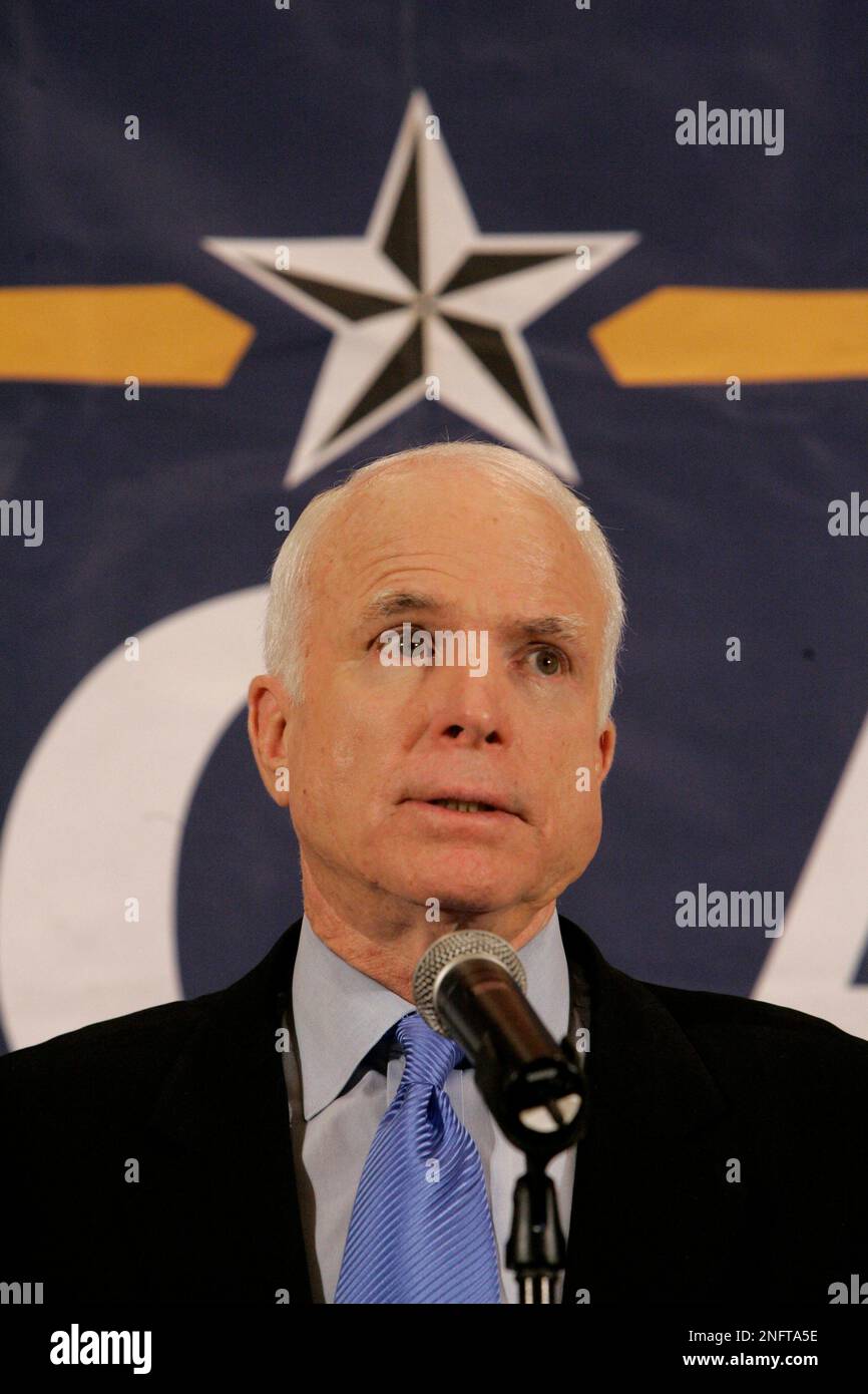 Republican presidential candidate, Sen. John McCain, R-Ariz., speaks to ...