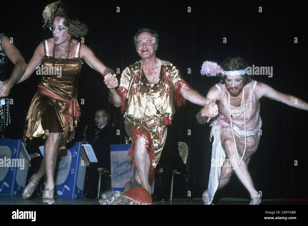 Actor Jack Lemmon, center; joins a drag chorus line of fellow Harvard ...