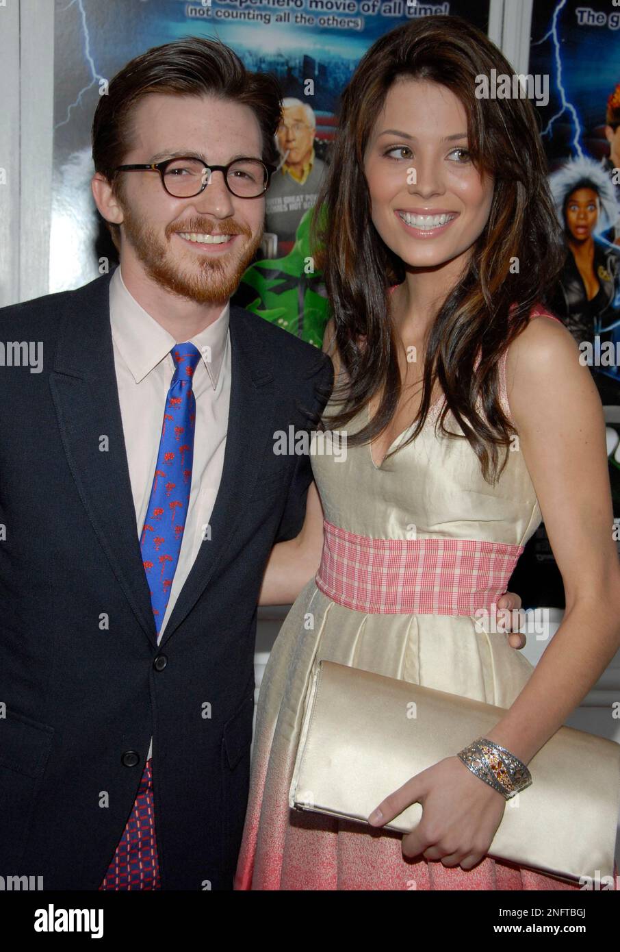Actor Drake Bell, left, and Melissa Lingafelt pose on the press line at ...
