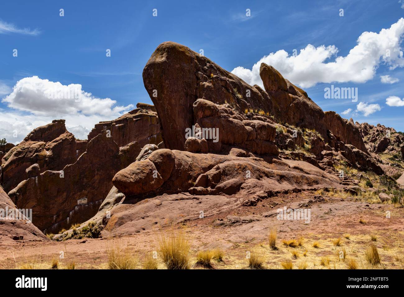 Rock formations Aramu Muru in Peruvian Andes Stock Photo - Alamy