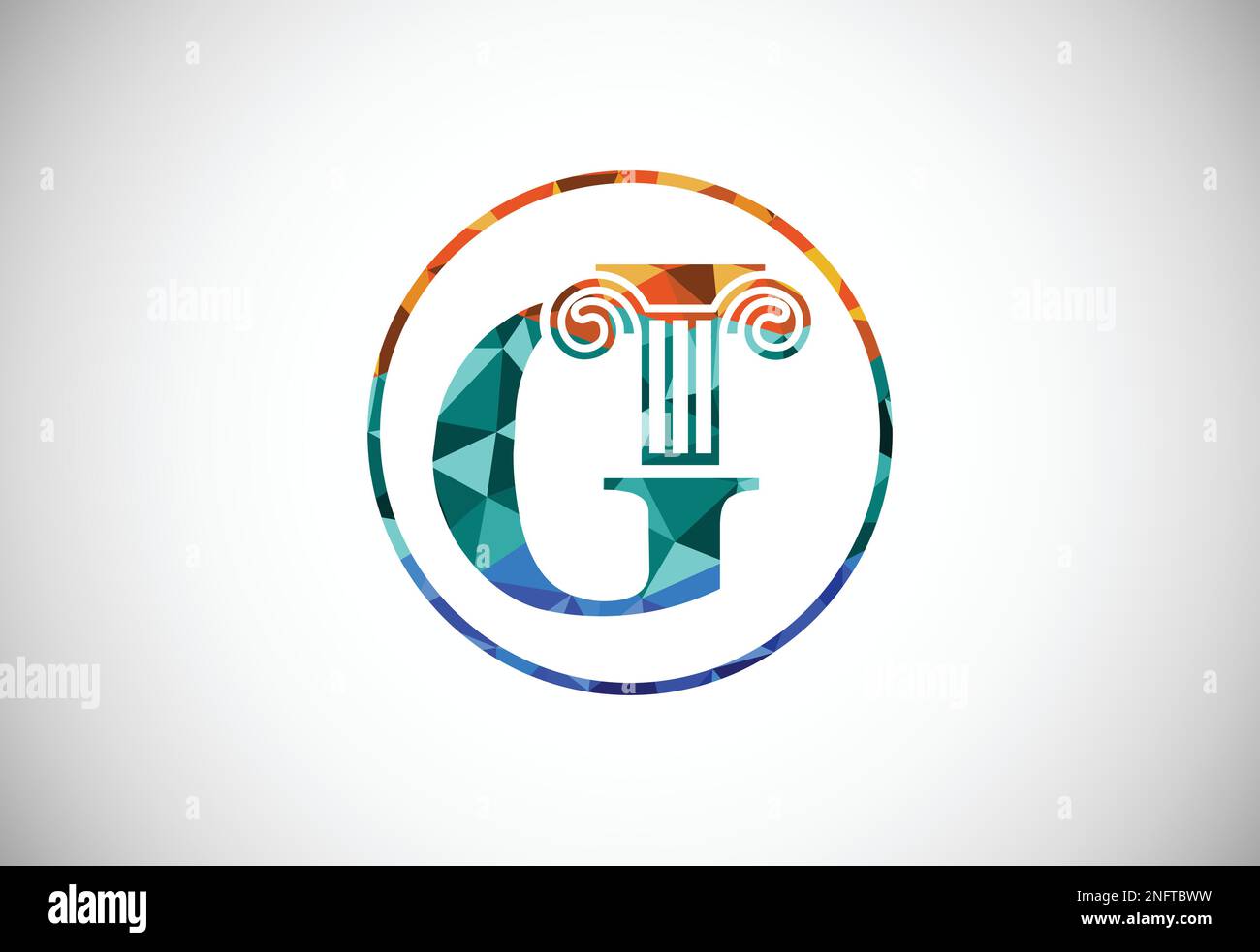 Low poly letter G with law pillar logo design. Law office vector logo ...