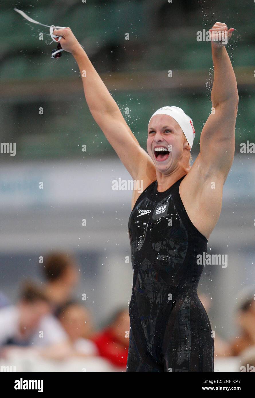 Australia's Libby Trickett reacts after setting a world record in the ...
