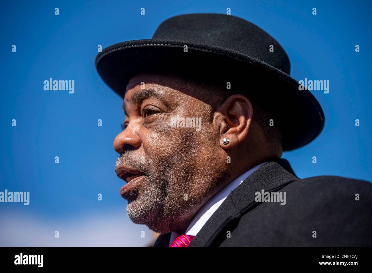 Rodney Wells, stepfather of Tyre Nichols, speaks during a press ...