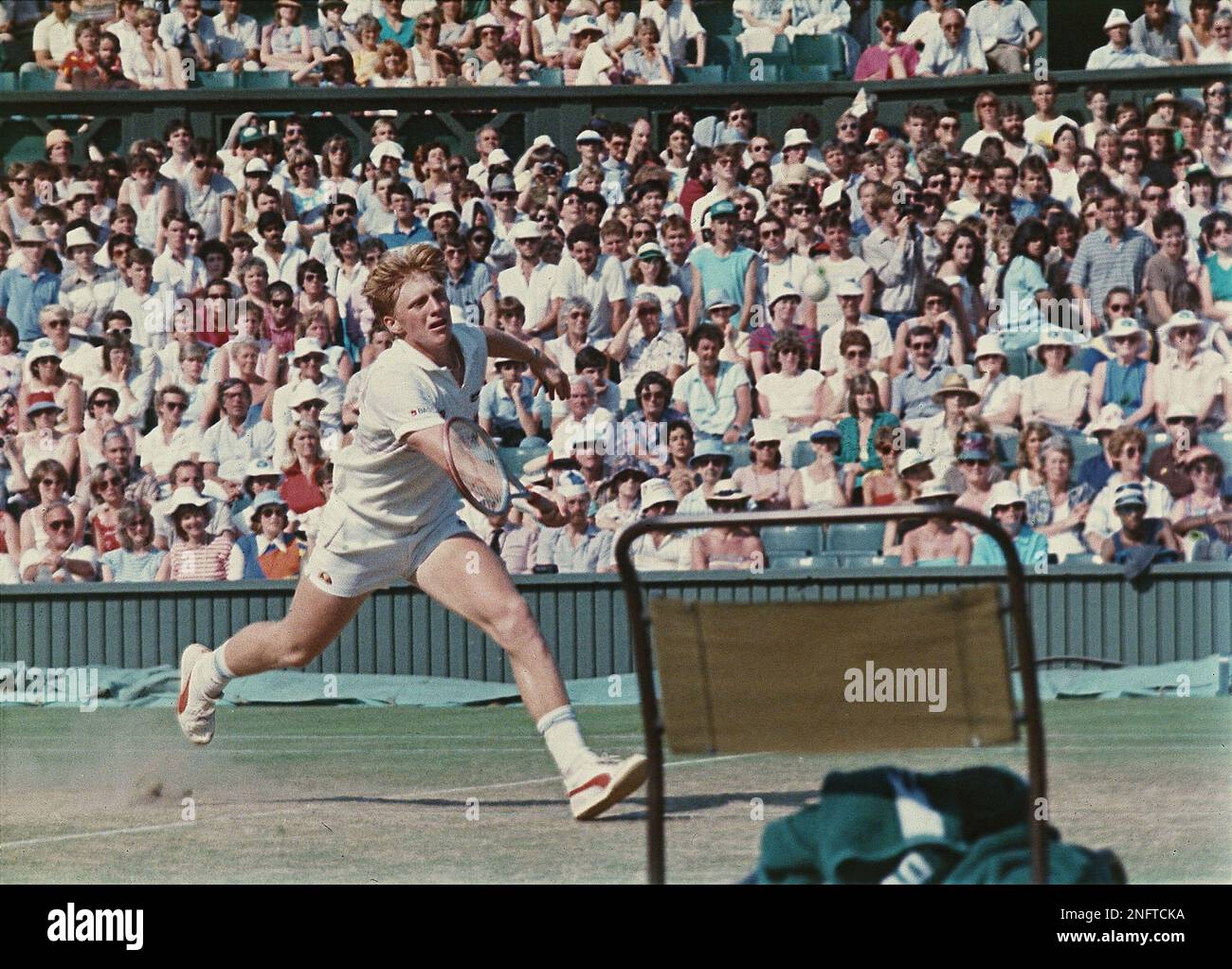 Seventeen-year-old West German Boris Becker is shown in action, July ...