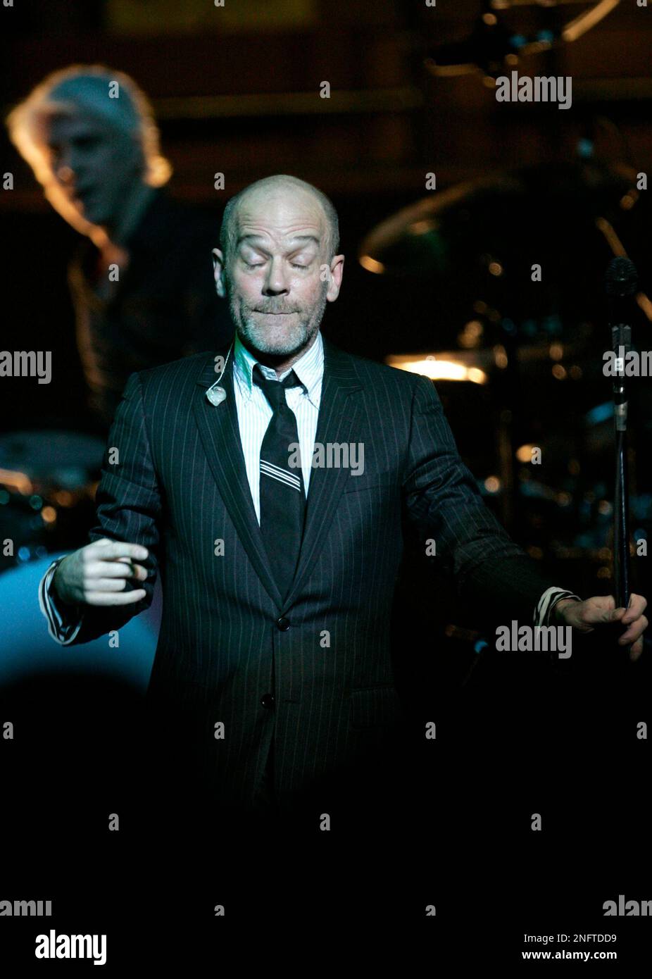 U.S. singer Michael Stipe of the band R.E.M. performs on stage at the ...