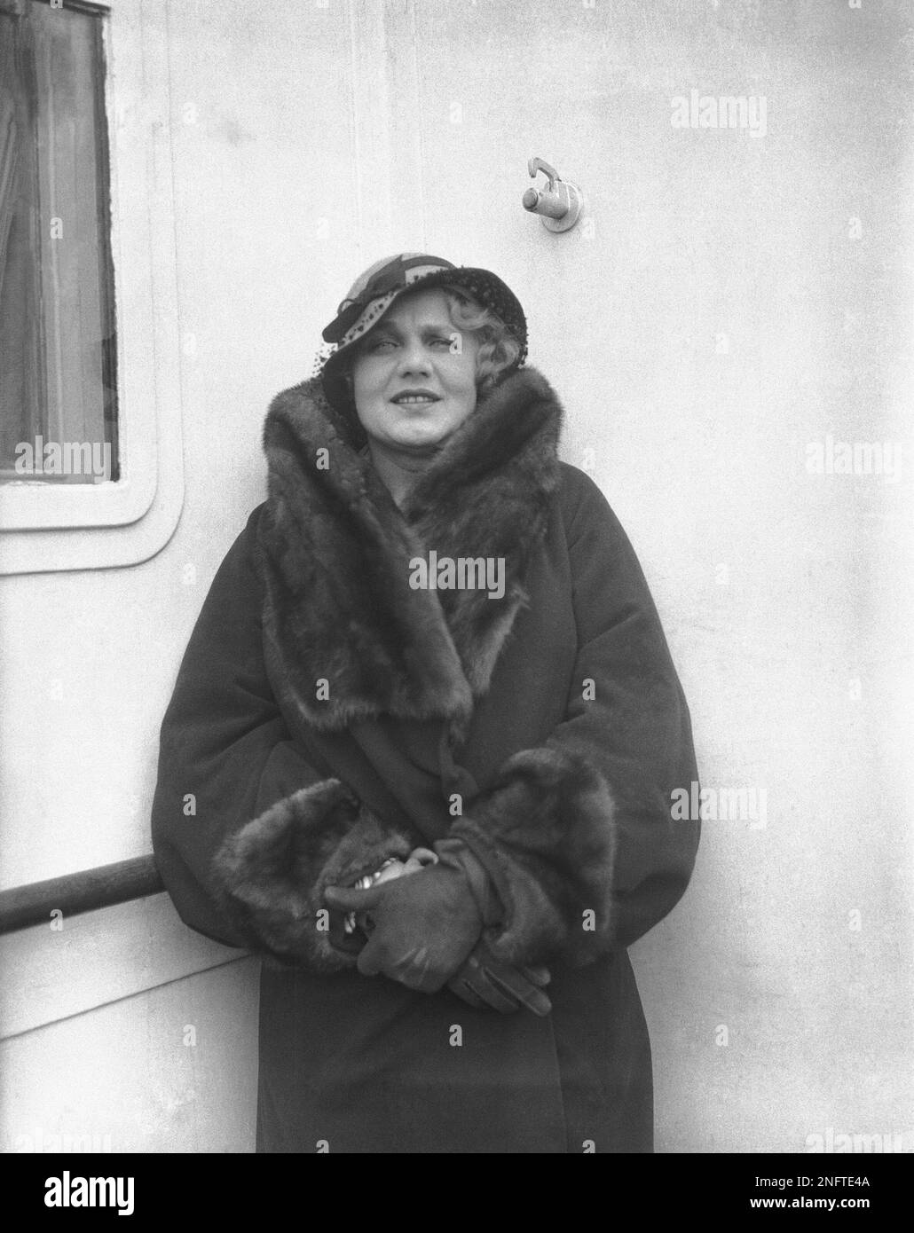 Opera star Maria Jeritza is shown aboard the liner Bremen on her ...