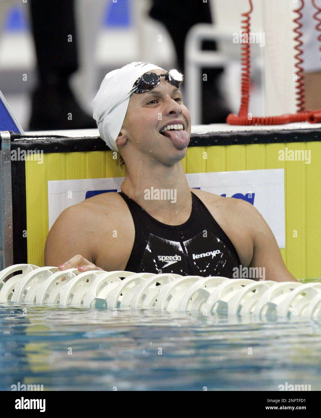 Australia's Lisbeth Trickett reacts after winning her Women's 100-meter ...