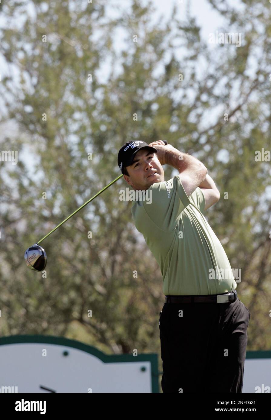 Aaron Oberholser follows through during the second round of the ...
