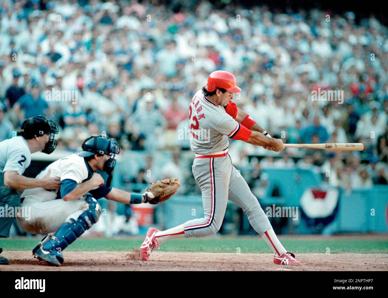 St. Louis Cardinals' first baseman Jack Clark hits a homerun, 1985 ...
