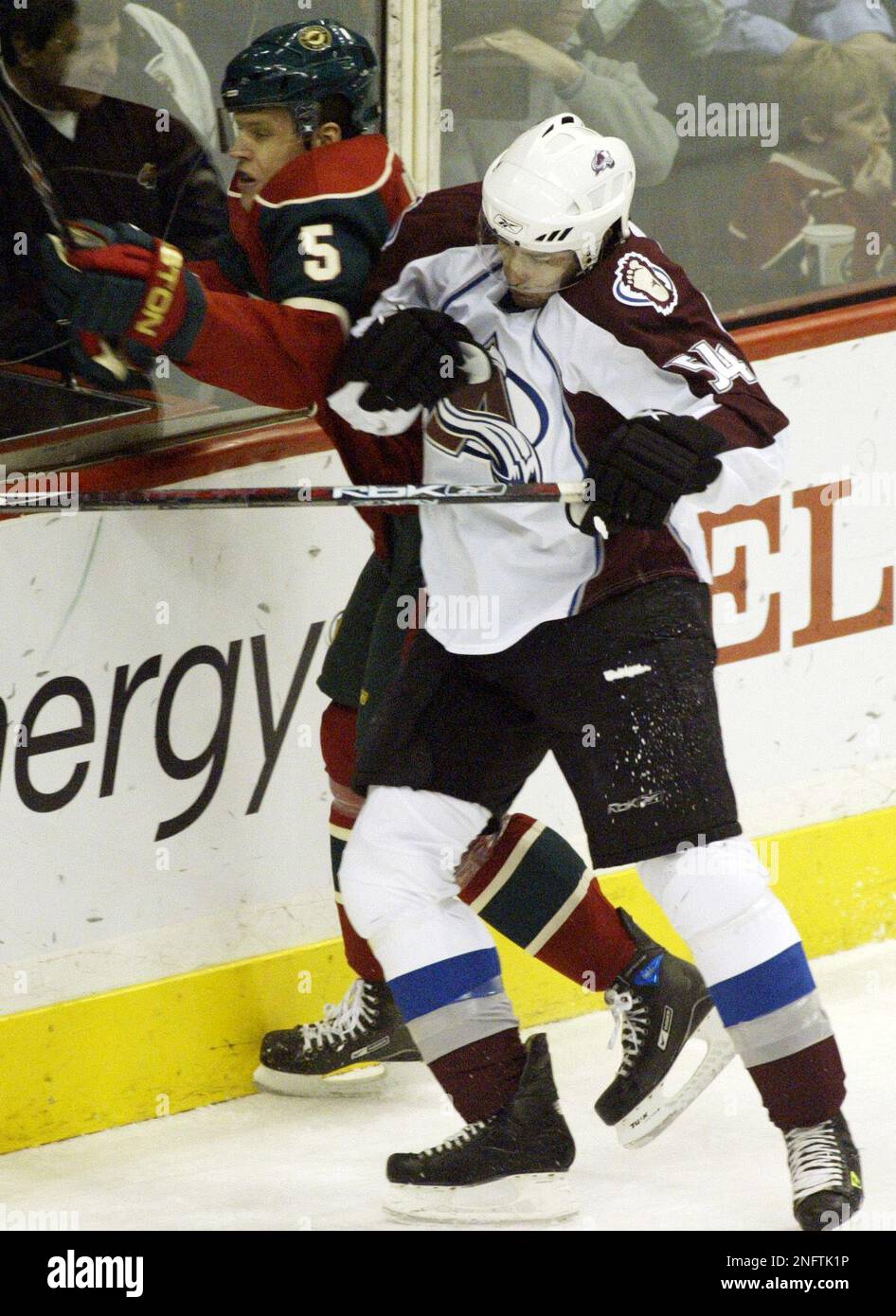 Colorado Avalanche winger David Jones (54) takes Minnesota WIld ...
