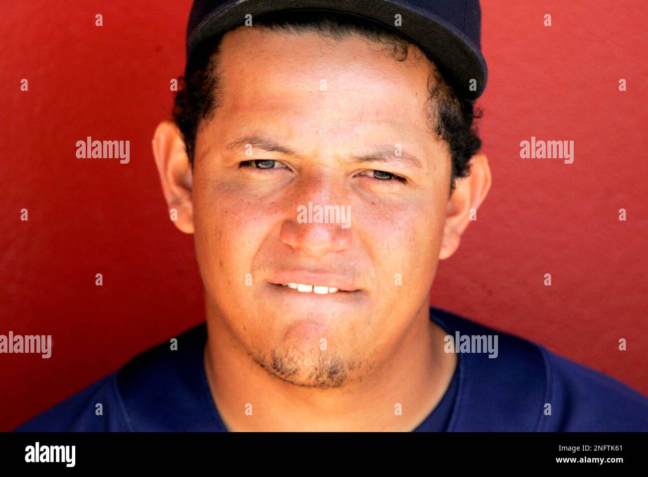 Detroit Tigers' Miguel Cabrera sits in the dugout during spring ...