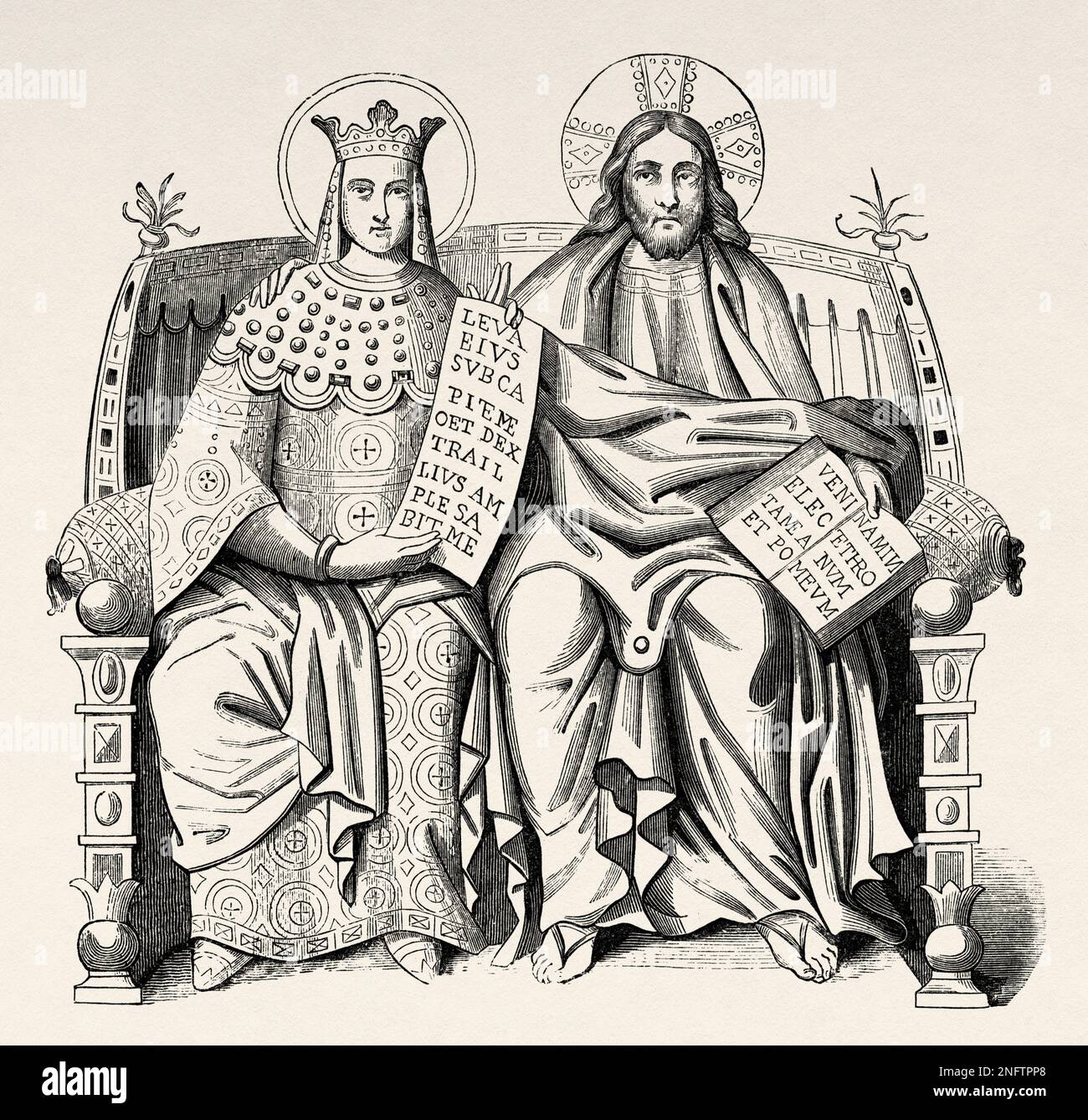 Jesus Christ and his mother the Virgin Mary enthroned, mosaics by ...