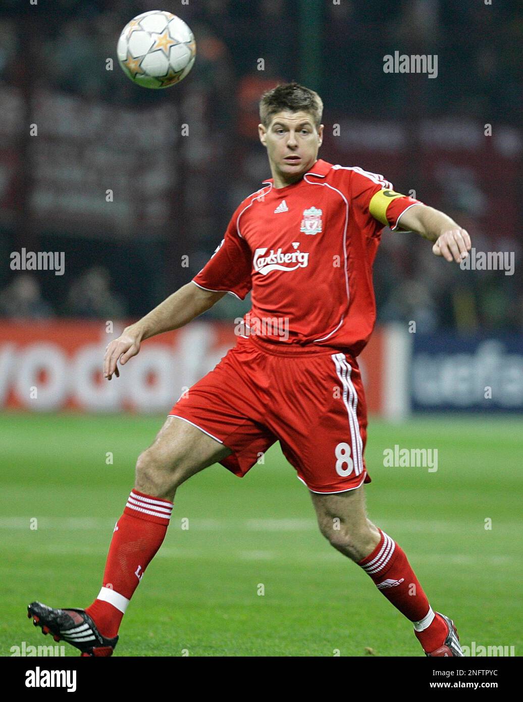Liverpool midfielder Steven Gerrard in action during a Champions League ...