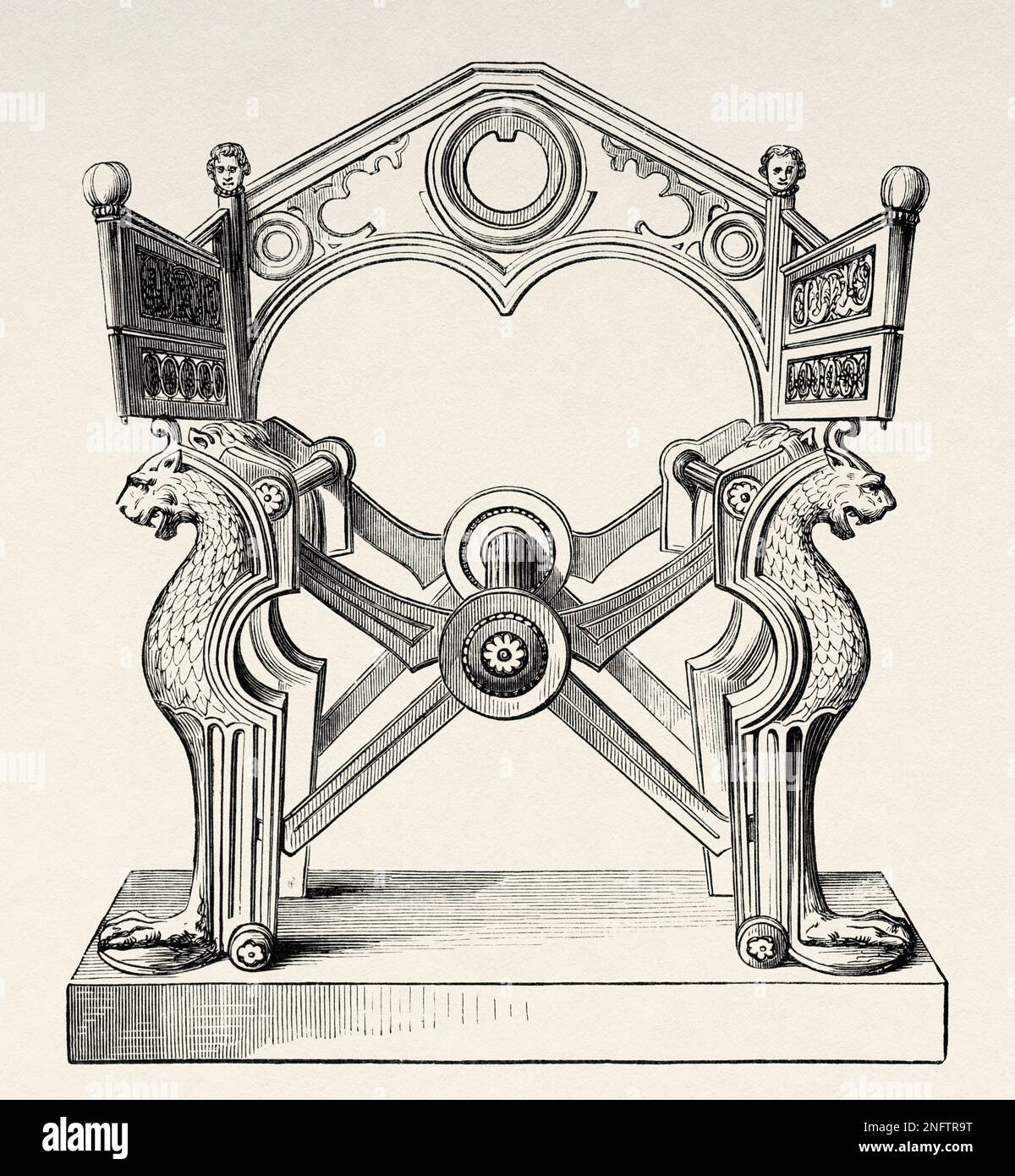 The Chair of Dagobert, 7th century. Made of gilt bronze. The Arts of ...