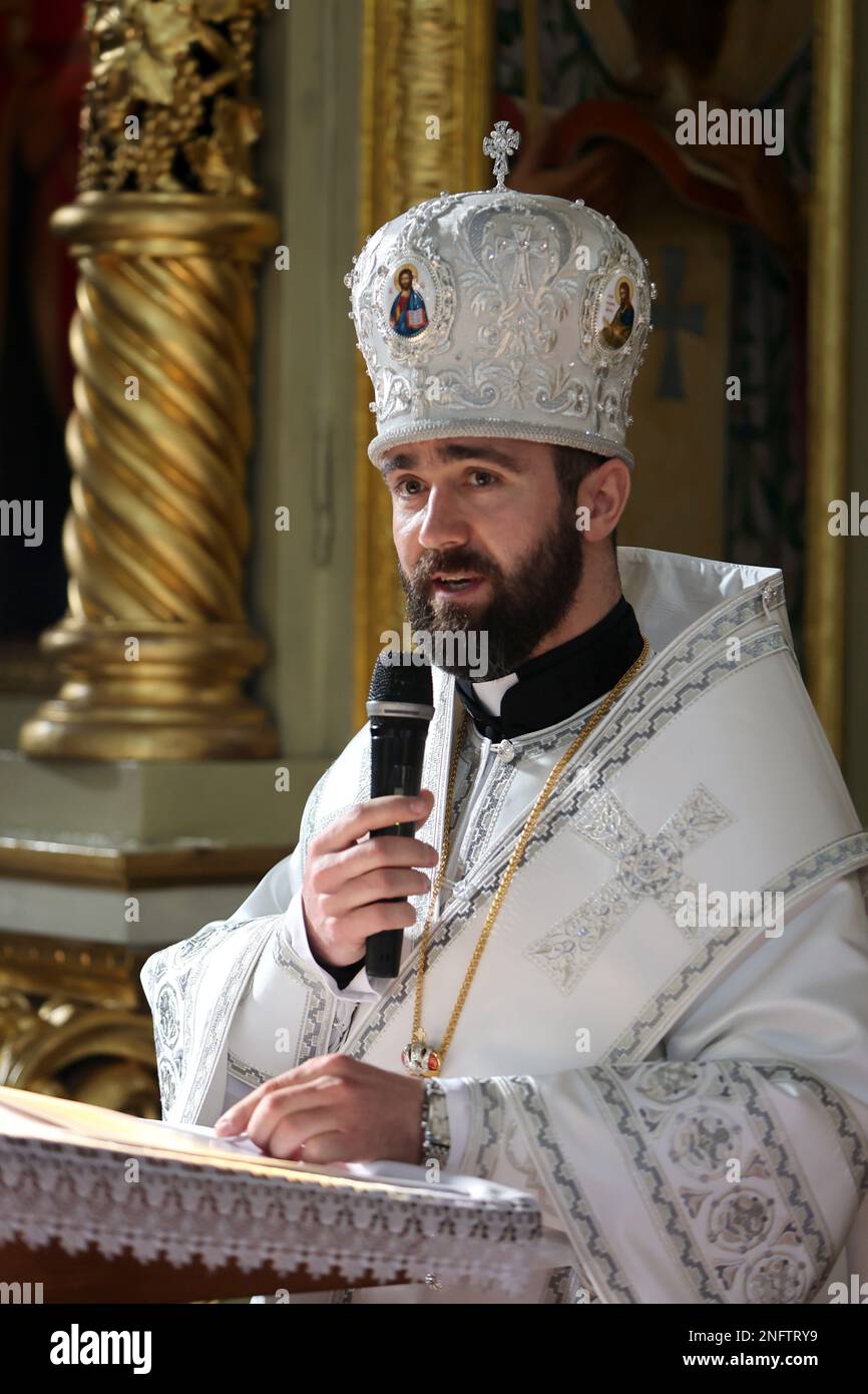 IVANO-FRANKIVSK, UKRAINE - FEBRUARY 15, 2023 - Auxiliary Bishop Mykola ...