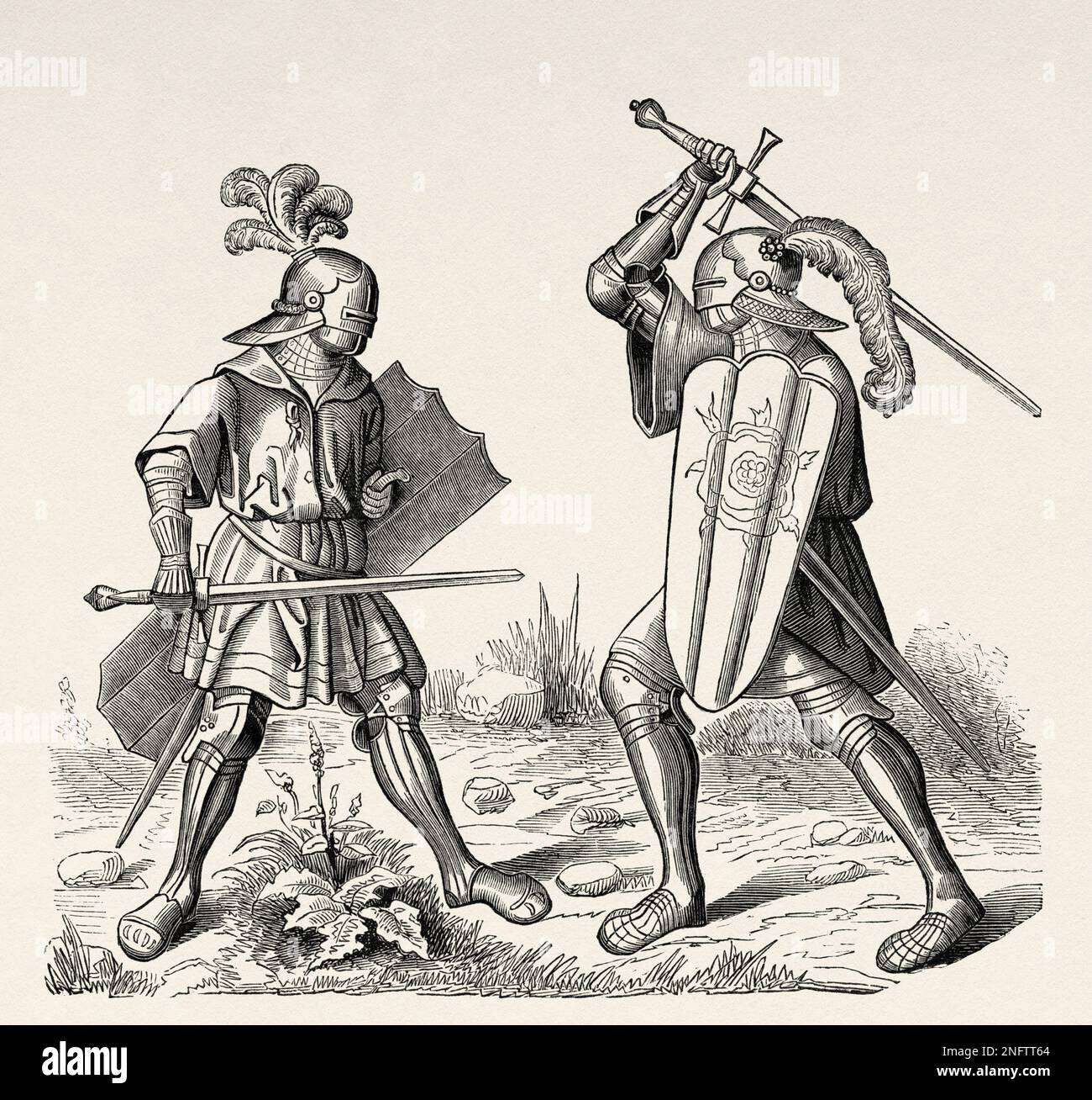 Knights in full armour, late fifteenth century. Single Combat, from The ...