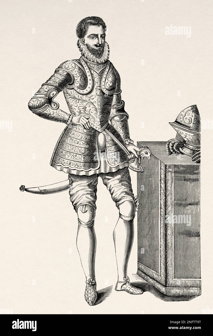 Damascene armor from the end of the sixteenth century. Portrait of ...