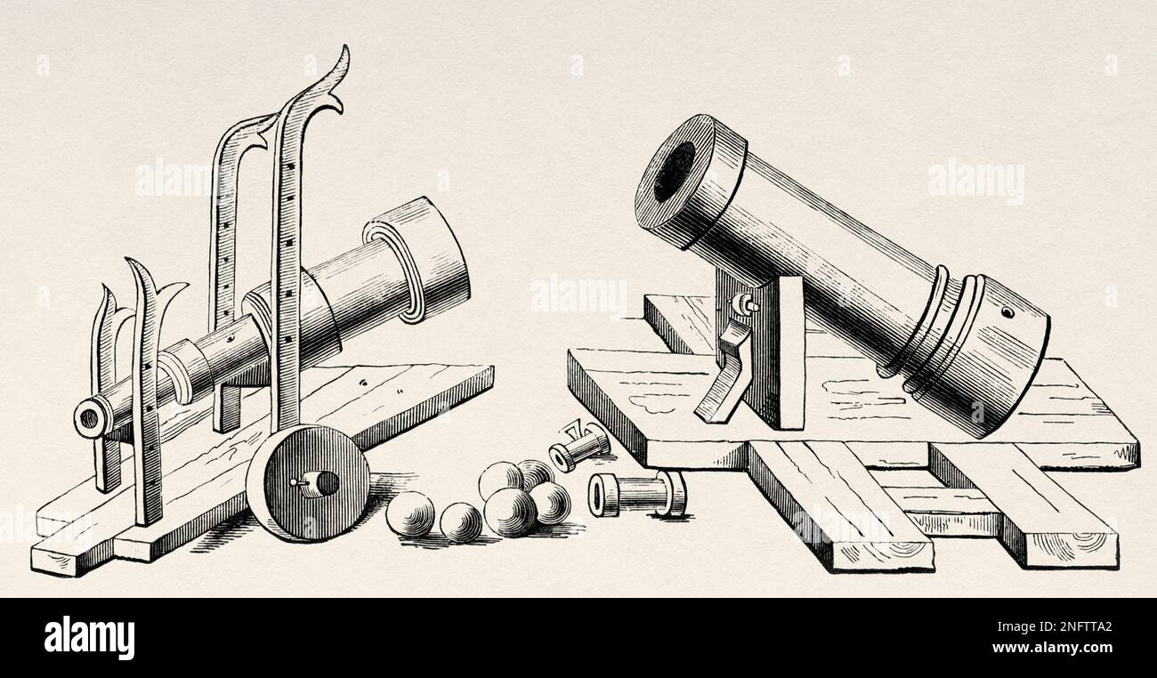 Bombards on fixed and rolling carriages. The Arts of the Middle Ages ...